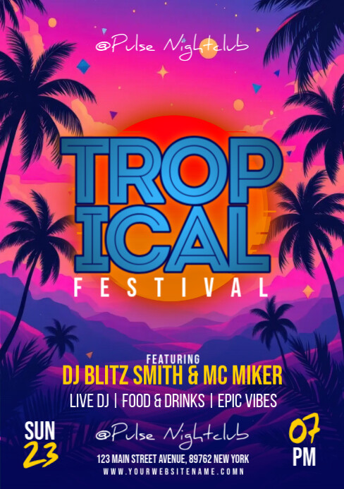 Copy of Illustrative Tropical Festival A5 | PosterMyWall