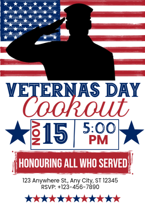 Copy of Illustrative Veterans Day Invitation A4 | PosterMyWall