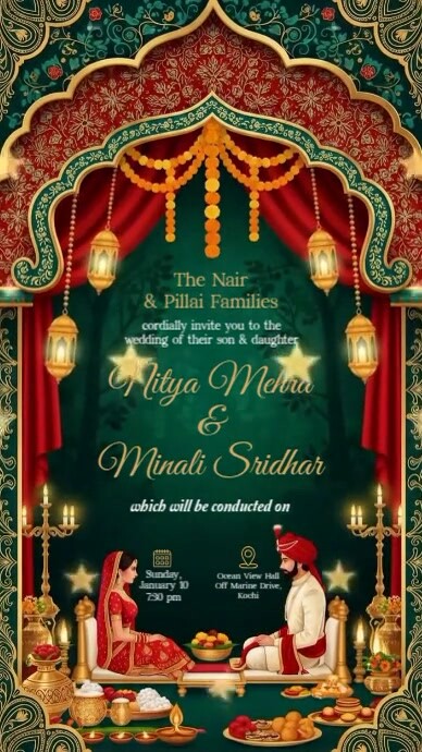 Illustrative Wedding Invitation Instagram Story Template | PosterMyWall