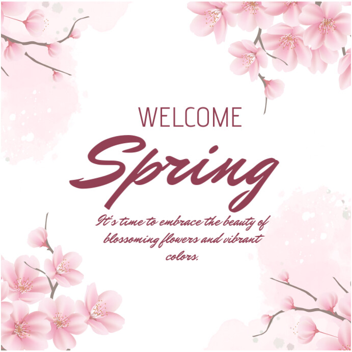 Illustrative Welcome Spring Instagram Post Template | PosterMyWall