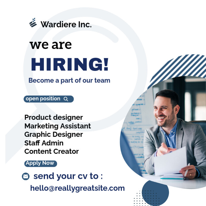 Illustrative White Blue Simple Minimalist Job Vacancy Instagram Post ...