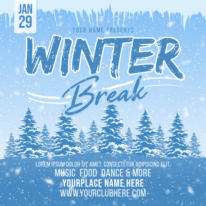 Illustrative Winter Break Instagram Post Template | PosterMyWall