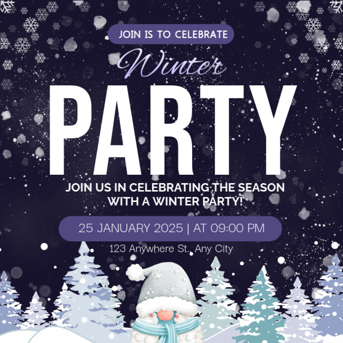 Illustrative Winter Party Invitation Template | PosterMyWall