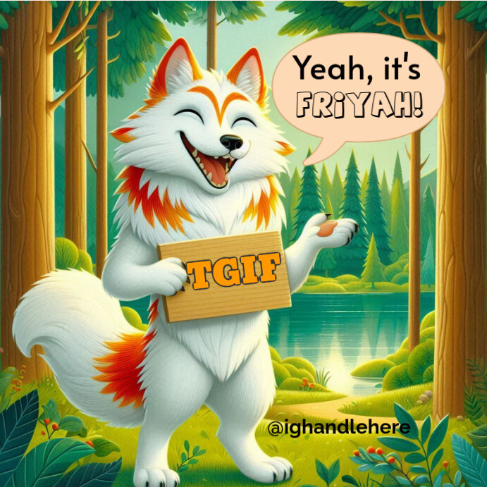 Illustrative Wolf Tgif Instagram Post Template | PosterMyWall