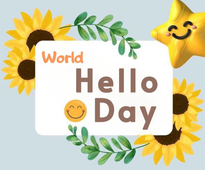 Plantilla de Illustrative World Hello Day Medium Rectangle | PosterMyWall