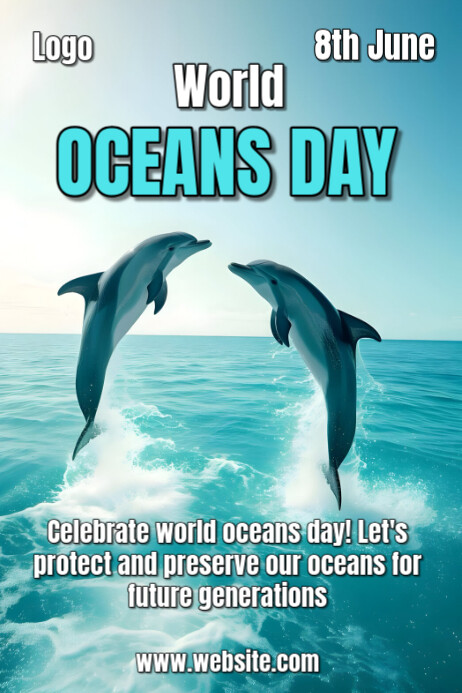 Illustrative World Oceans Day Poster Template | PosterMyWall