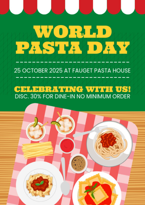 Copy of Illustrative World Pasta Day Poster A2 | PosterMyWall