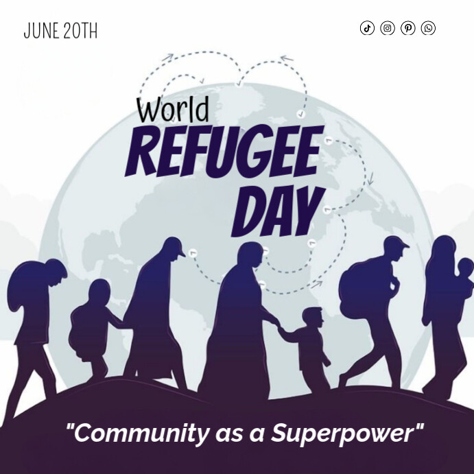 Illustrative World Refugee Day Instagram Post Template | PosterMyWall