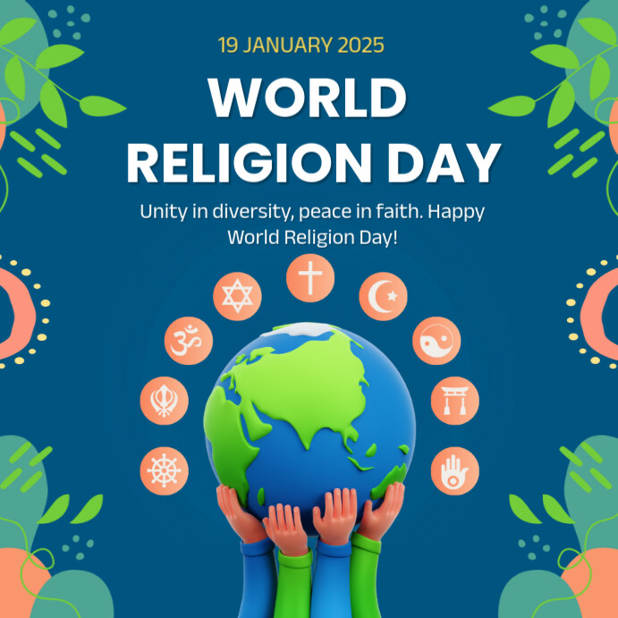 Illustrative World Religion Day Square (1:1) Template | PosterMyWall