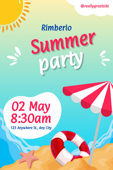 Illustrative Yellow And White Pool Party Post Template | PosterMyWall