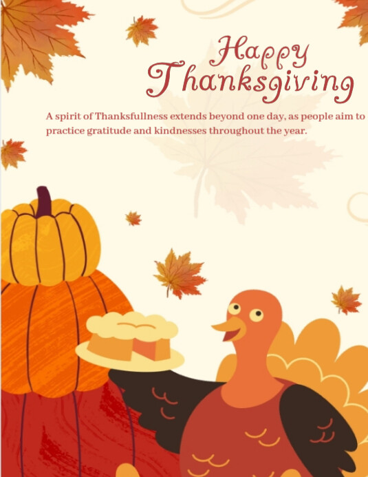 Illustrative Yellow Illustrative Thanksgiving Document Flyer (us Letter ...