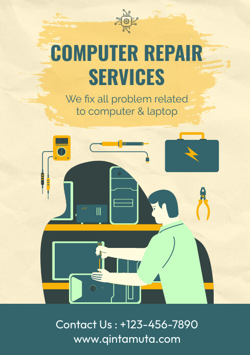 Plantilla de Ilustratif Computer Repair A4 | PosterMyWall