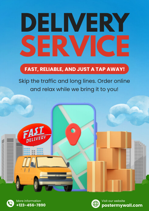 Ilustratif Delivery Service A4 Template | PosterMyWall