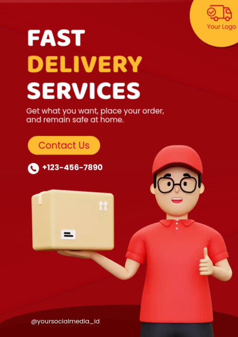 Ilustratif Delivery Service A4 Template | PosterMyWall