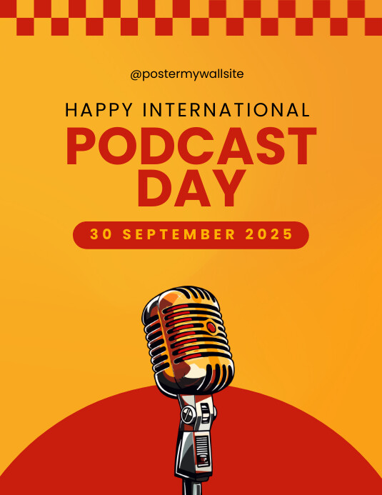 Ilustratif International Podcast Day Pamflet Template | PosterMyWall