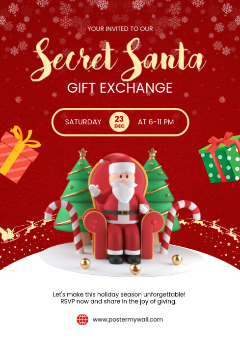 Modèle Ilustratif Secret Santa Gift Exchange A4 | PosterMyWall