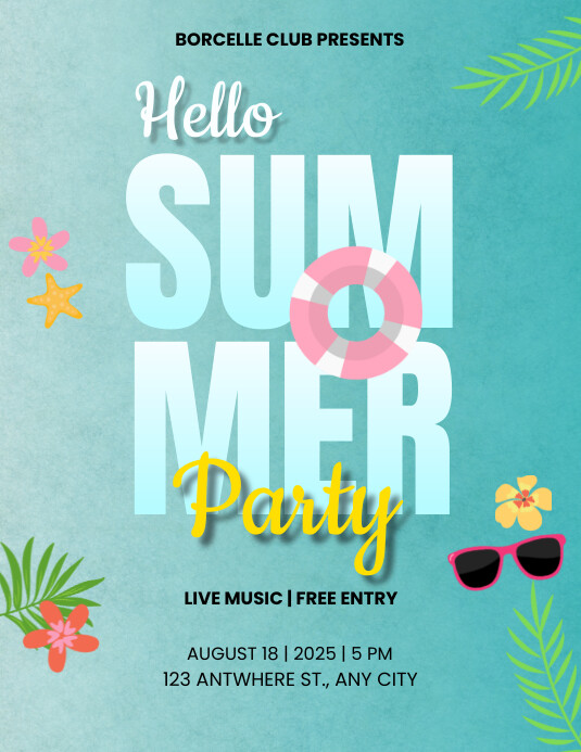 Ilustratif Summer Party Pamflet (letter As) Template | PosterMyWall