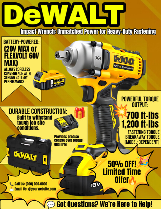 Impact Wrench Dewalt Flyer Template | PosterMyWall
