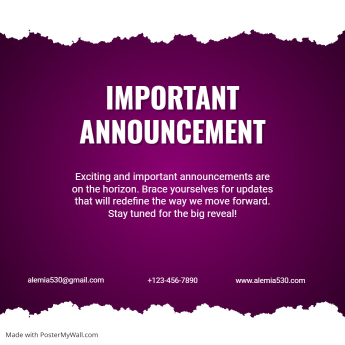Plantilla de Important Announcemen template | PosterMyWall