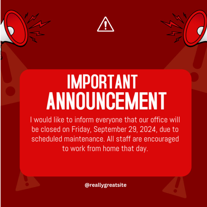 Plantilla de Important Announcement Ad | PosterMyWall