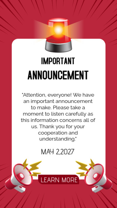 Important announcement card Template | PosterMyWall