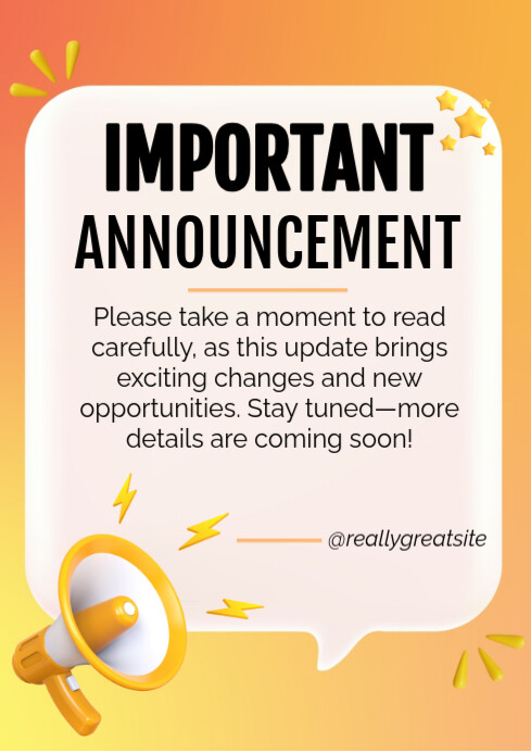 Important Announcement Template | PosterMyWall