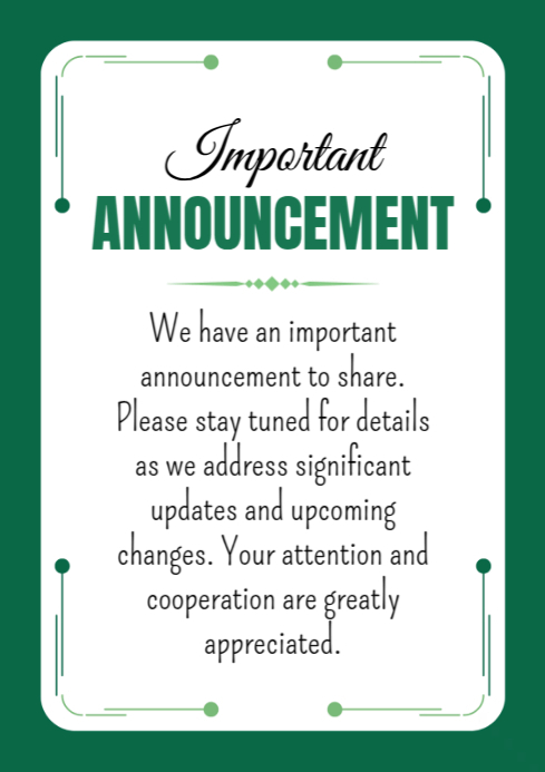 Important Announcement Template | PosterMyWall