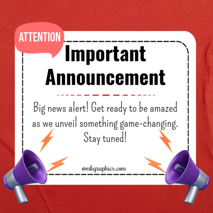 Important announcement Template | PosterMyWall