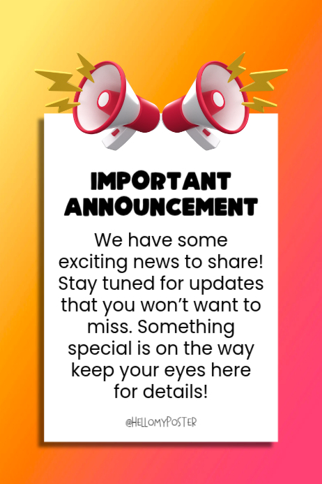 Important Announcement Template | PosterMyWall