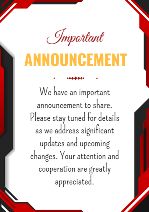 Important Announcement Template | PosterMyWall