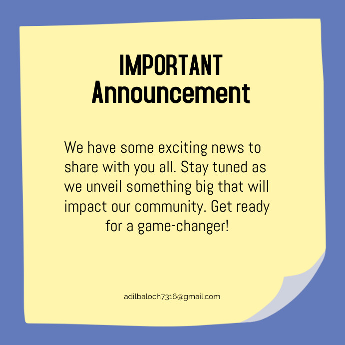 Important announcement Templat | PosterMyWall