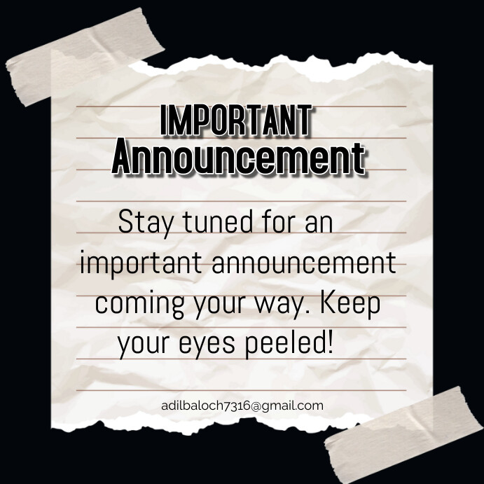 Important announcement Template | PosterMyWall