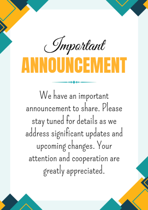 Important Announcement Template | PosterMyWall