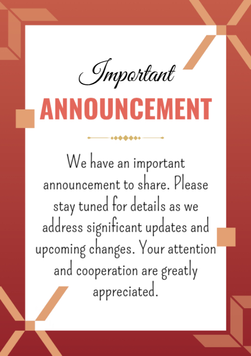 Important Announcement Template | PosterMyWall