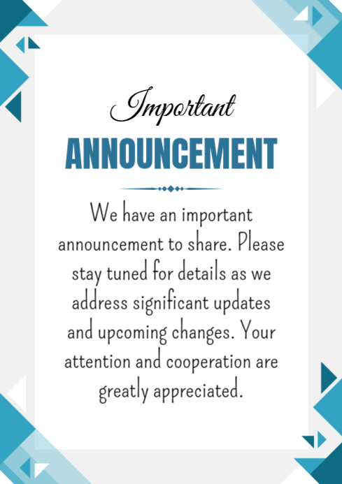 Plantilla de Important Announcement | PosterMyWall