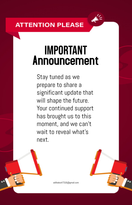 Important announcement Template | PosterMyWall