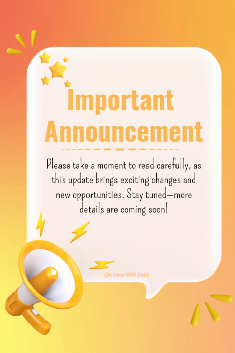 Important announcement Template | PosterMyWall