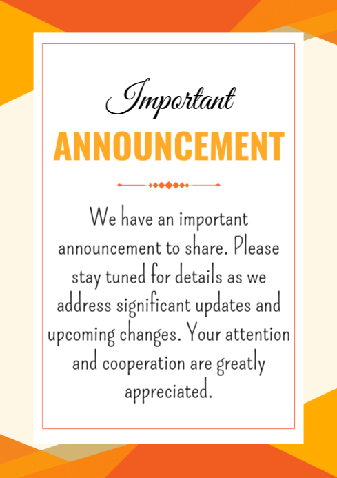 Important Announcement Template | PosterMyWall