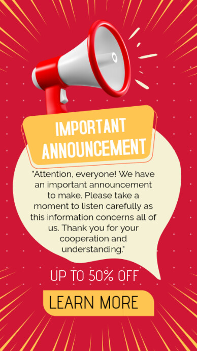 Important announcement Template | PosterMyWall