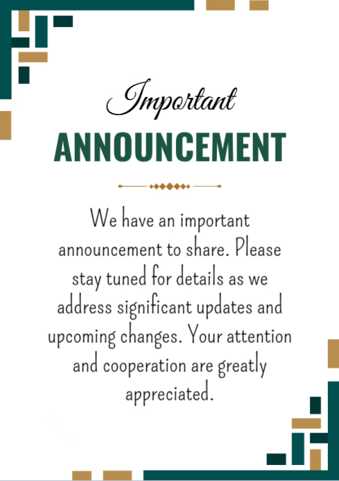 Important Announcement Template | PosterMyWall