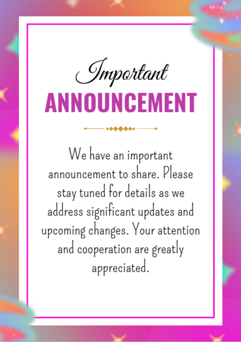 Plantilla de Important Announcement | PosterMyWall