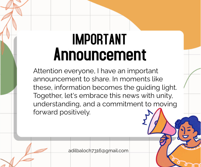 Important announcement Templat | PosterMyWall