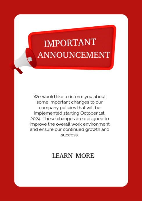 Important announcement Template | PosterMyWall
