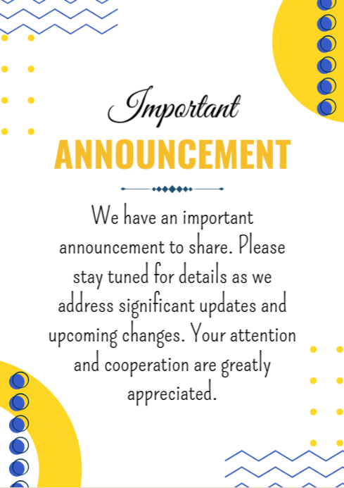Important Announcement Template | PosterMyWall