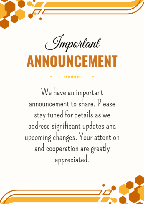 Important Announcement Template | PosterMyWall