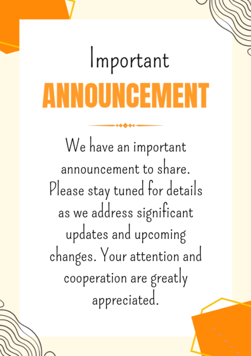 Important Announcement Template | PosterMyWall