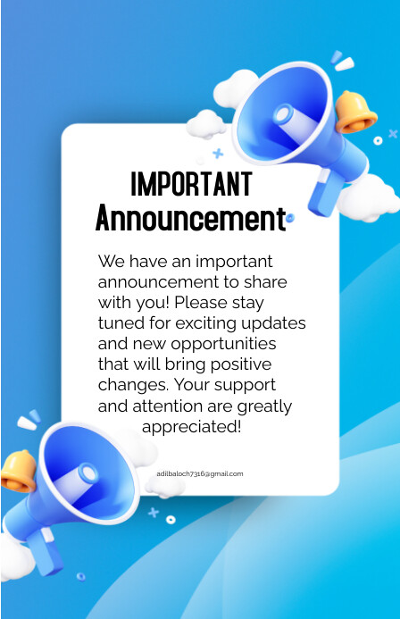 Important announcement Template | PosterMyWall