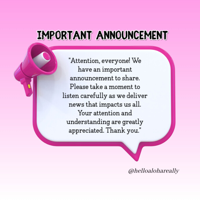 Important Announcement Template | PosterMyWall