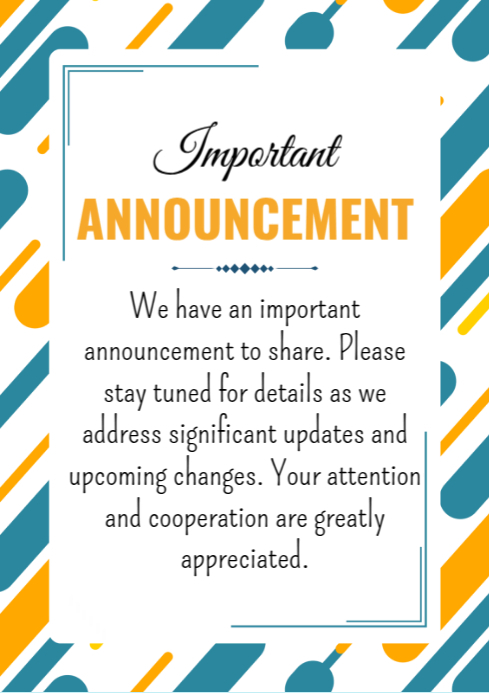 Important Announcement Template | PosterMyWall