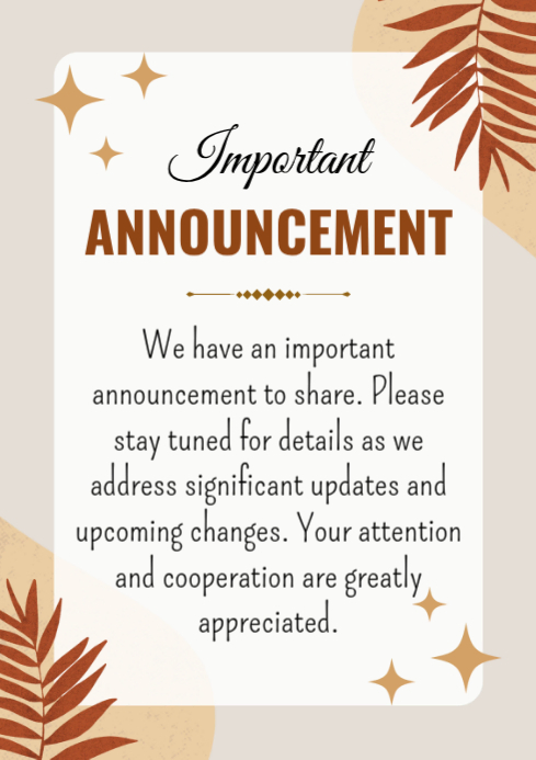 Important Announcement Template | PosterMyWall